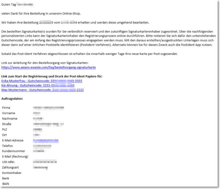 Bestellvorgang einer neuen Telesec Signaturkarte - Axians eWaste