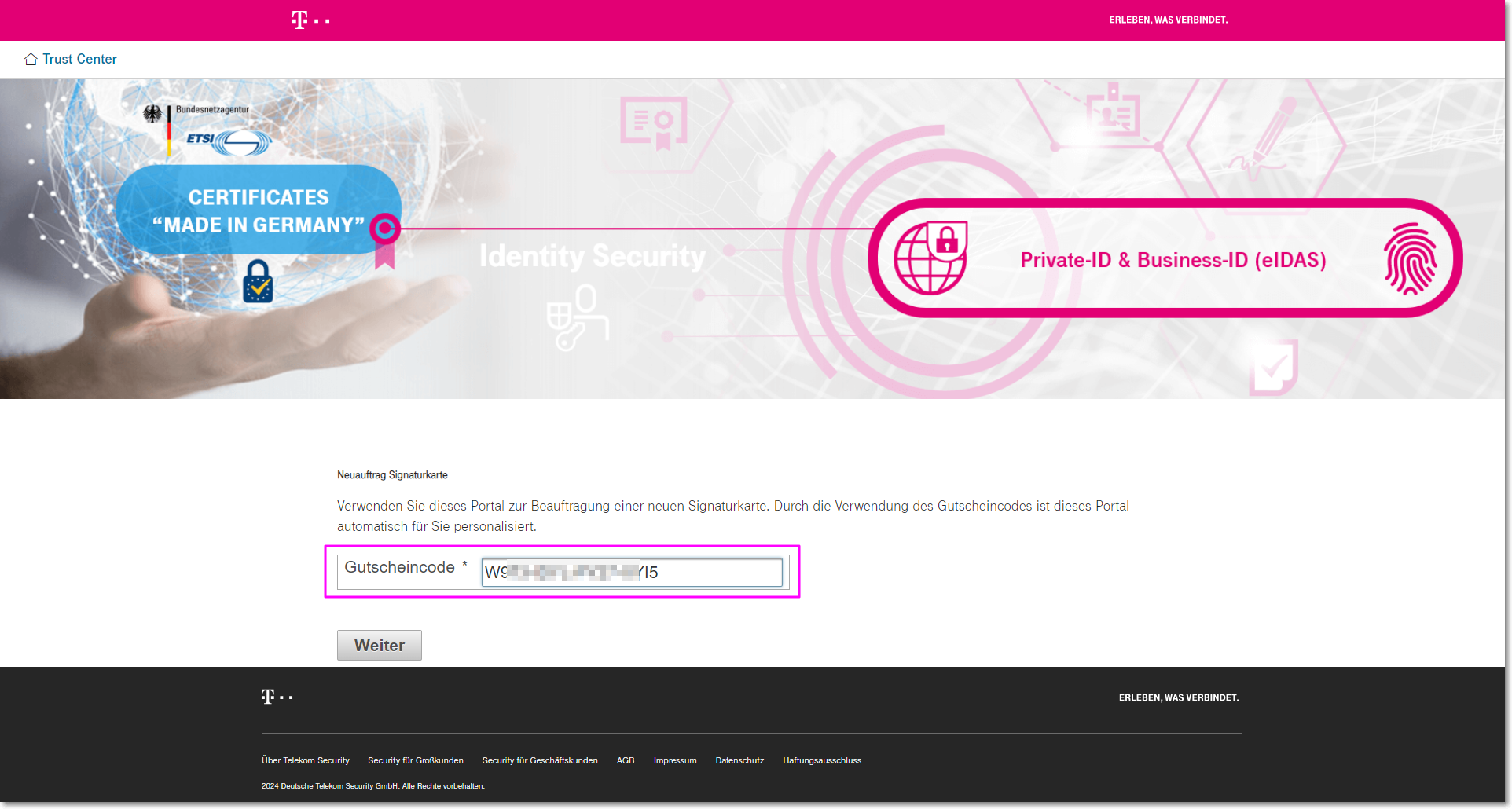 Bestellvorgang einer neuen Telesec Signaturkarte - Axians eWaste
