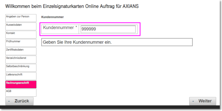 Bestellvorgang einer neuen Telesec Signaturkarte - Axians eWaste