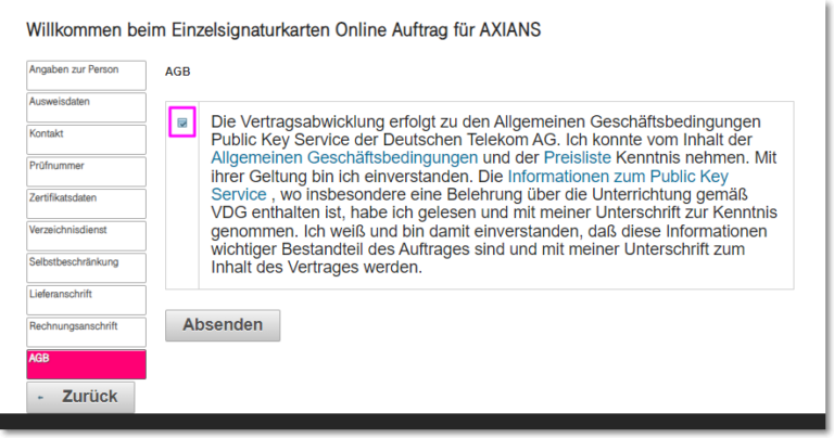 Bestellvorgang einer neuen Telesec Signaturkarte - Axians eWaste